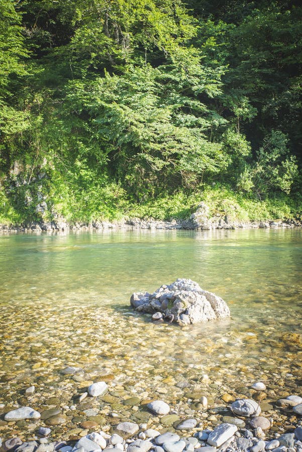 A Small Waterfall among the Rocks on the Mountain River in Georgia ...