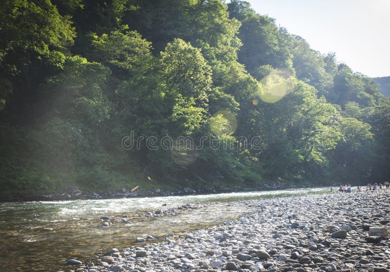 A Small Waterfall among the Rocks on the Mountain River in Georgia ...
