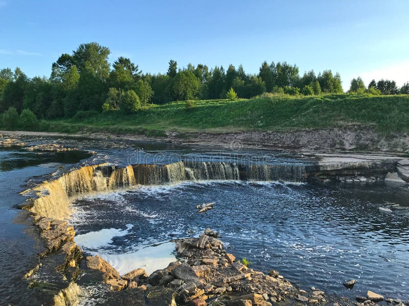 Small Waterfall with Shallow Water Stock Photo - Image of lake ...