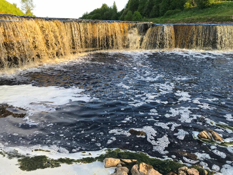 Small Waterfall with Shallow Water Stock Image - Image of forest, flow ...