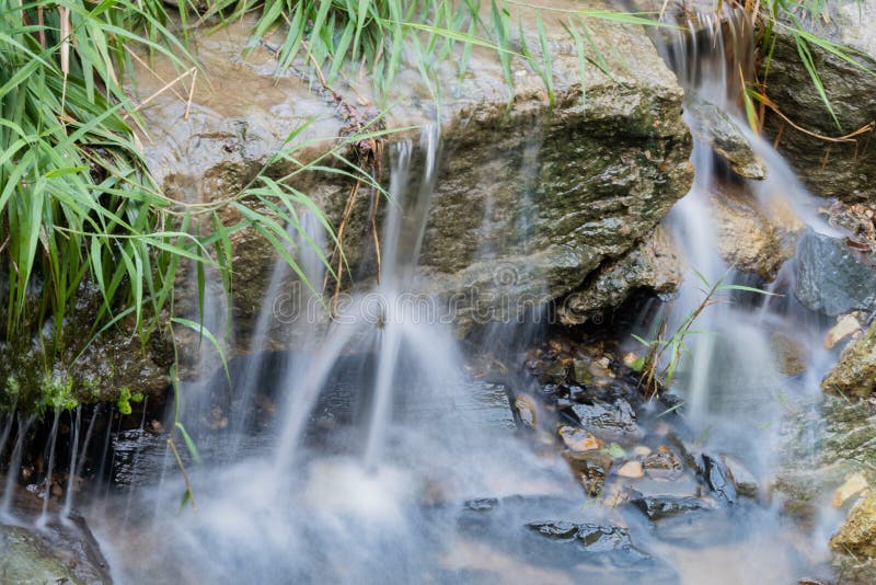 Small Waterfall in Steam in Public Park Stock Image - Image of travel ...