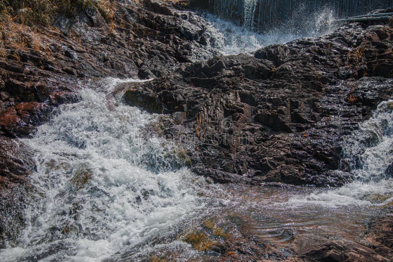 Small Waterfall in a Steam, Summer Stock Image - Image of green ...