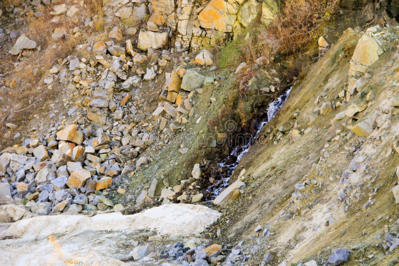 Small Waterfall in Stone Quarry on Autumn Stock Image - Image of ...