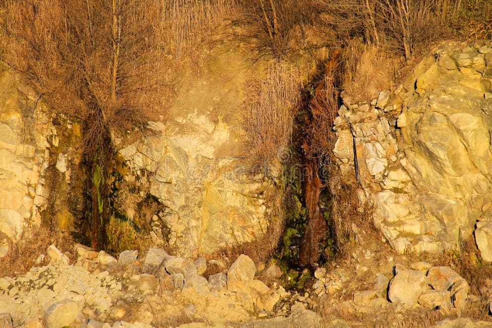 Small Waterfall in Stone Quarry on Autumn Stock Photo - Image of scenic ...