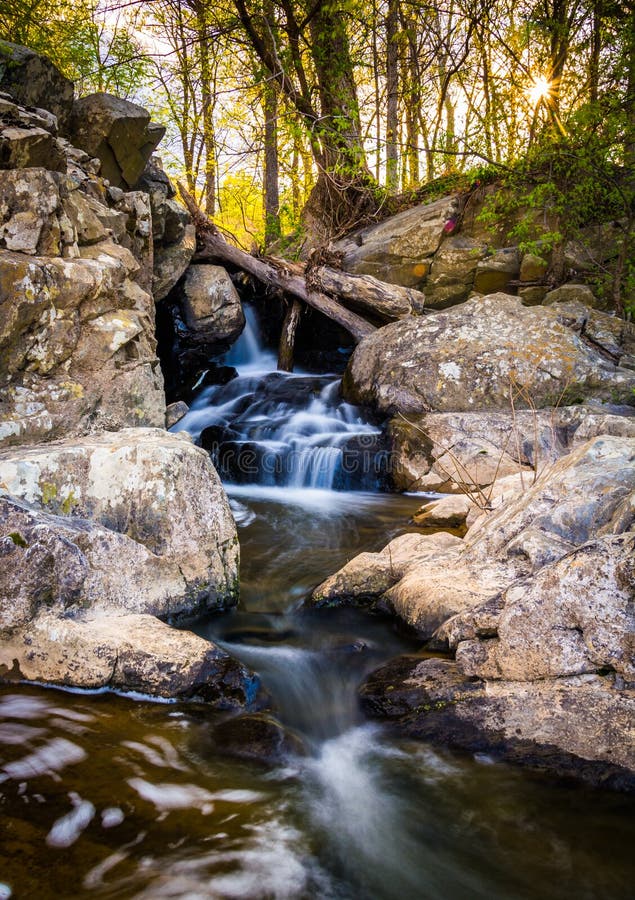 Small Waterfall on a Stream at Great Falls Park, Virginia. Stock Image ...