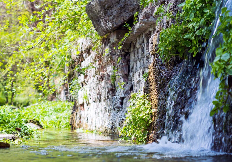 Small Waterfall Stream in the Park Stock Image - Image of cascade, cool ...