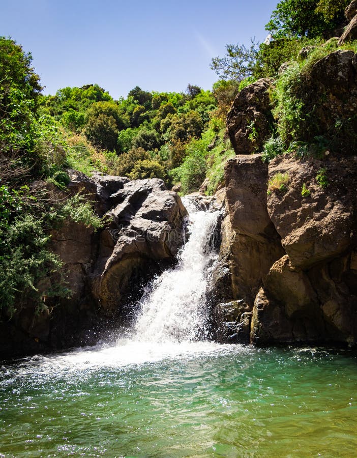 Waterfall Saar, Golan Heights, Israel Stock Photo - Image of green ...