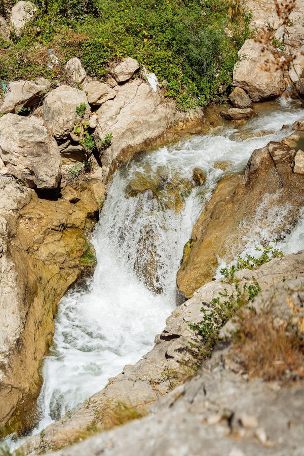 Small Waterfall of a Stream in Sunny Nature Stock Photo - Image of tree ...