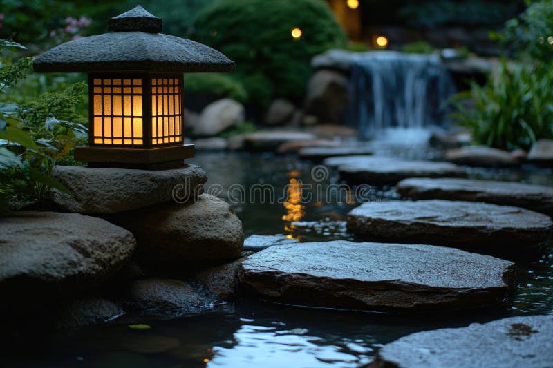Stone Pathway to Waterfall stock image. Image of peaceful - 373081713