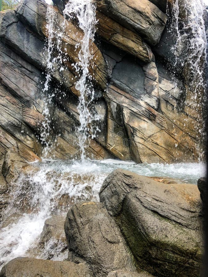 Water Trickling Down Rocks Creating Waterfall Stock Image - Image of ...