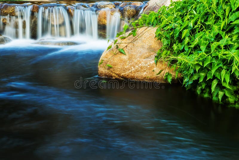 Small Waterfall with Water Motion Stock Image - Image of tree, stone ...
