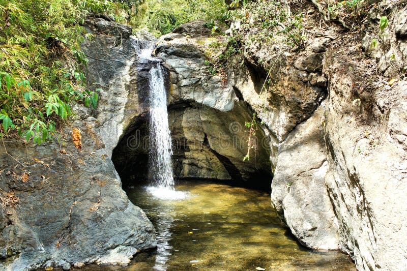 A Small Waterfall in the Tropical Jungle. Palawan. Stock Photo - Image ...