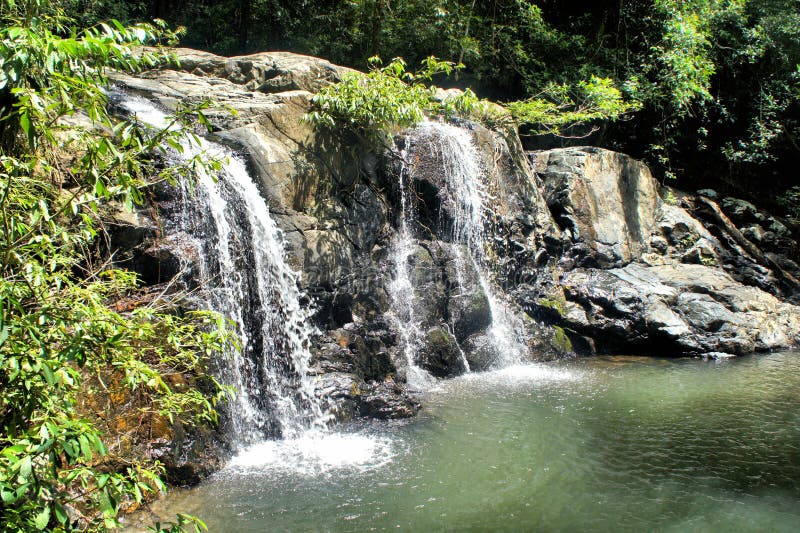 A Small Waterfall in the Tropical Jungle. Palawan. Stock Image - Image ...