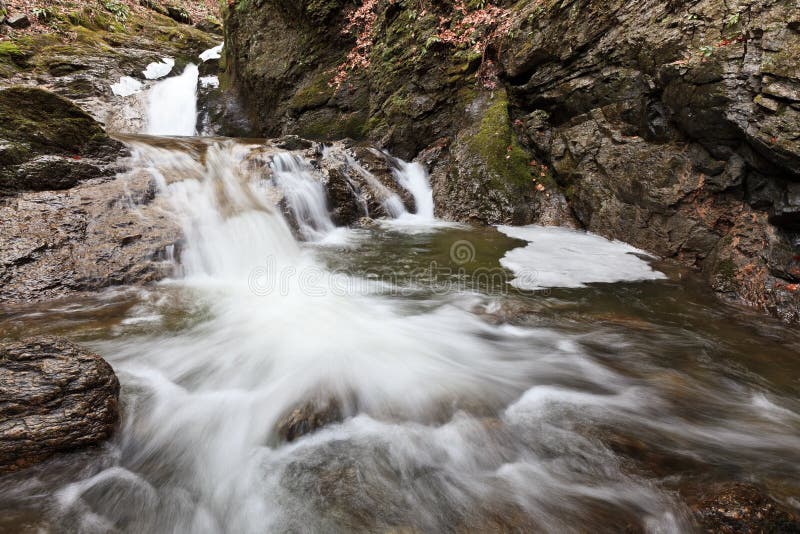 Small waterfall in winter stock image. Image of cold - 18139851