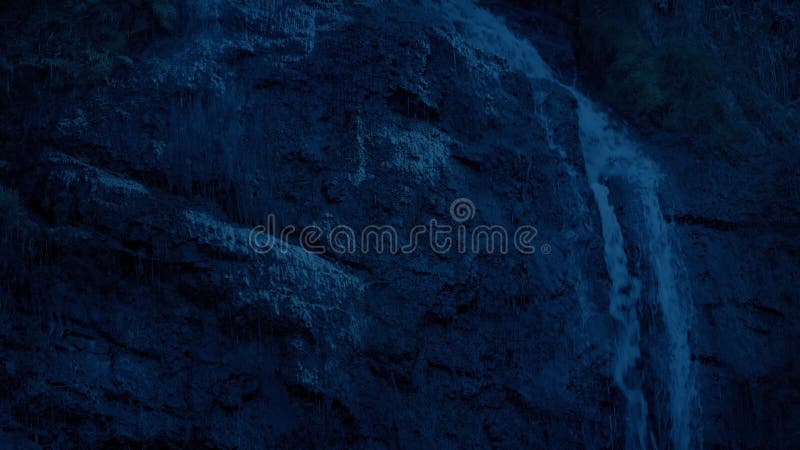 Waterfall Down Rock Face in the Dark Stock Video - Video of evening ...
