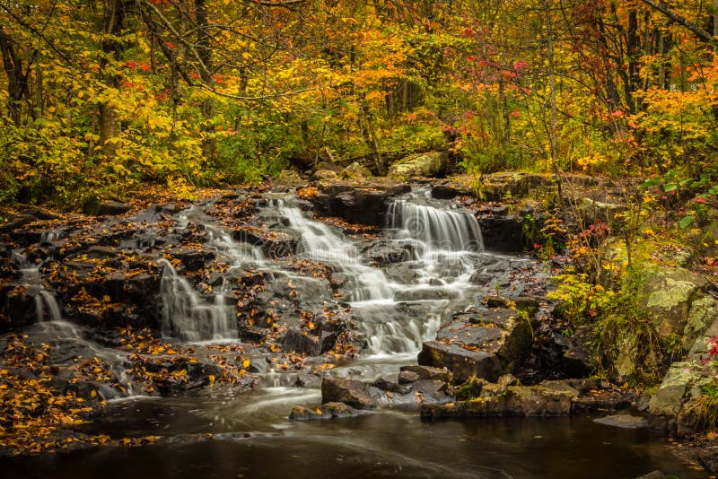 Small Waterfalls in the Fall 2 Stock Image - Image of park, green ...