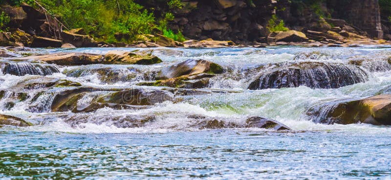 Small Waterfalls on a Mountain River. Mountain Landscape with River ...