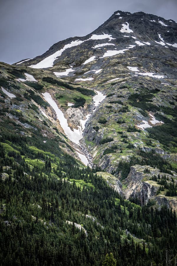 Small Waterfalls on Mountain Slopes in Alaska Mountains Stock Image ...