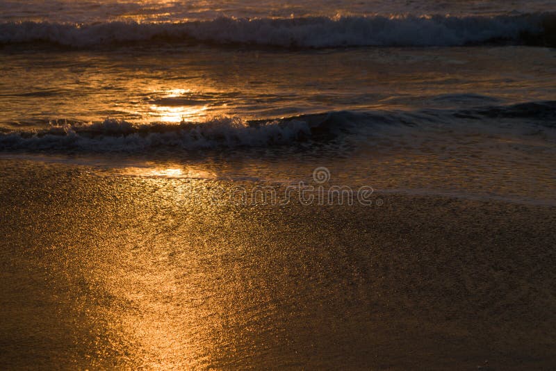 Small Wave on Sunset Beach Hitting the Shore Stock Photo - Image of ...