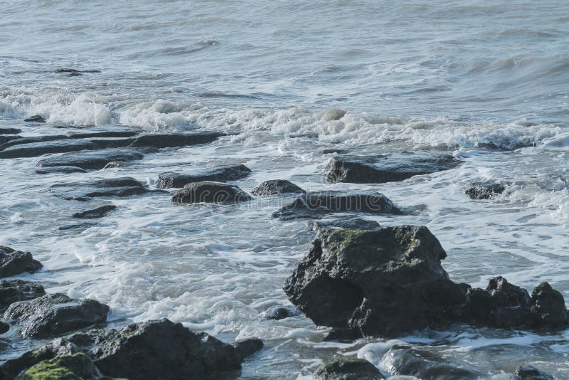 The Small Waves on the Beach Stock Photo - Image of natural, rural ...