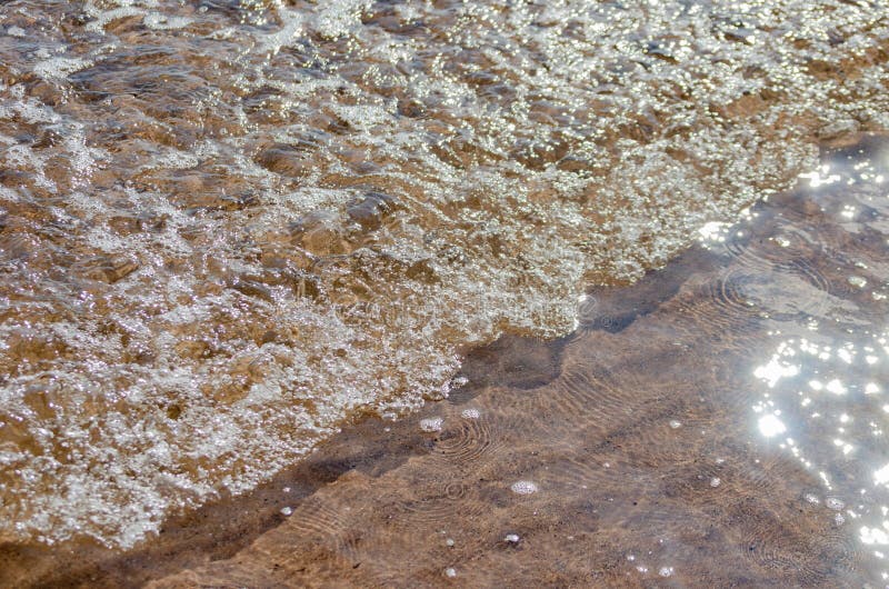 Small Waves Breaking with Bubbles Over Beach Selective Focus Motion ...