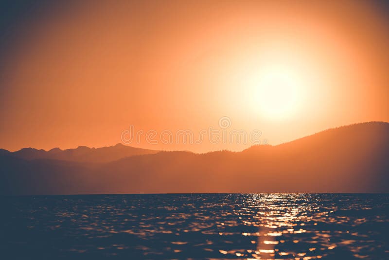Small Waves of Lake Tahoe, CA Reflecting the Beautiful Sunset with ...
