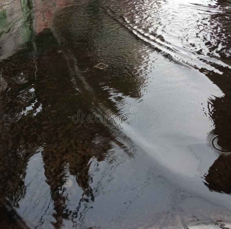Small Waves from a Puddle on the Road after the Rain Stock Photo ...