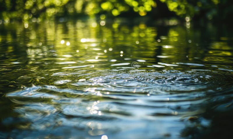 Small Waves on the Surface of a Pond, Sunlight Glinting Off the Water ...