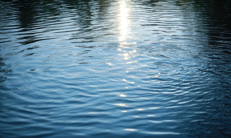 Small Waves on the Surface of a Pond, Sunlight Glinting Off the Water ...