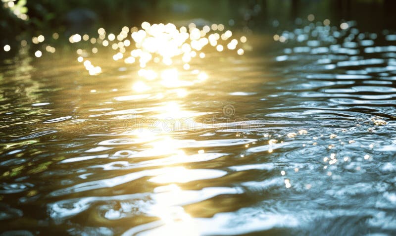 Small Waves on the Surface of a Pond, Sunlight Glinting Off the Water ...