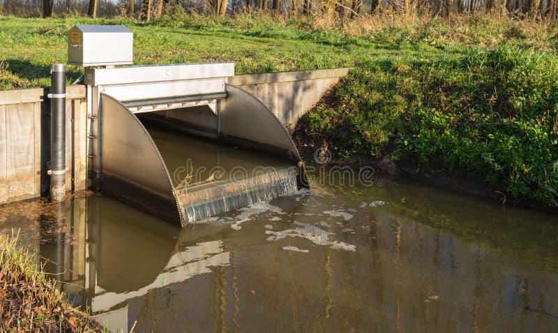Small Weir Controls the Water Level in the Stream Stock Image - Image ...