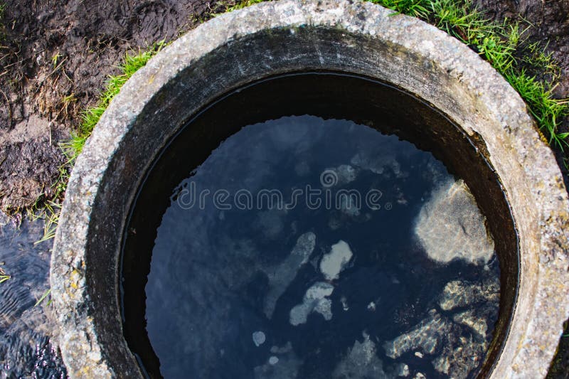 A Small Well with Spring Water Outside the City Stock Photo - Image of ...