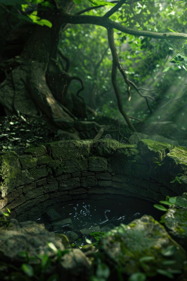 A Small Well Located in a Forest Setting, Suitable for Nature-themed ...