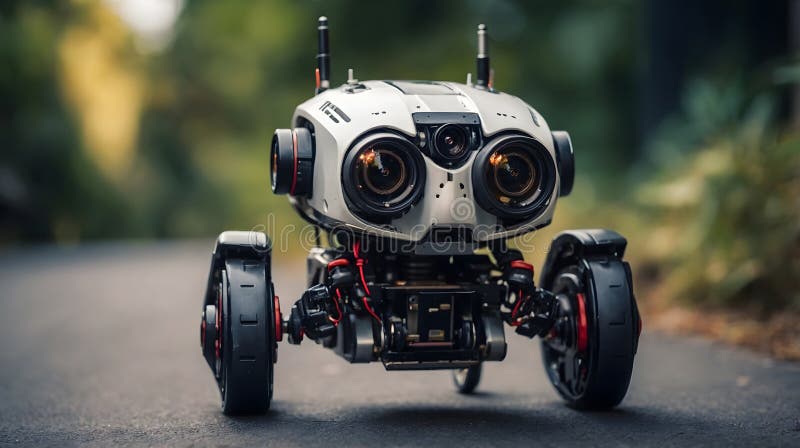 Cute Robot Exploring a Forest Path with Curious Eyes during a Sunny ...