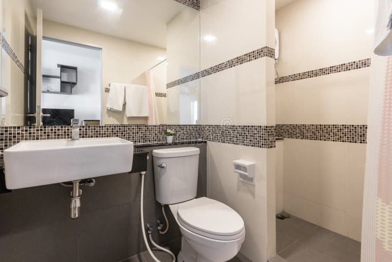 Small Bathroom Inside the Hotel Stock Image - Image of clean, furniture ...