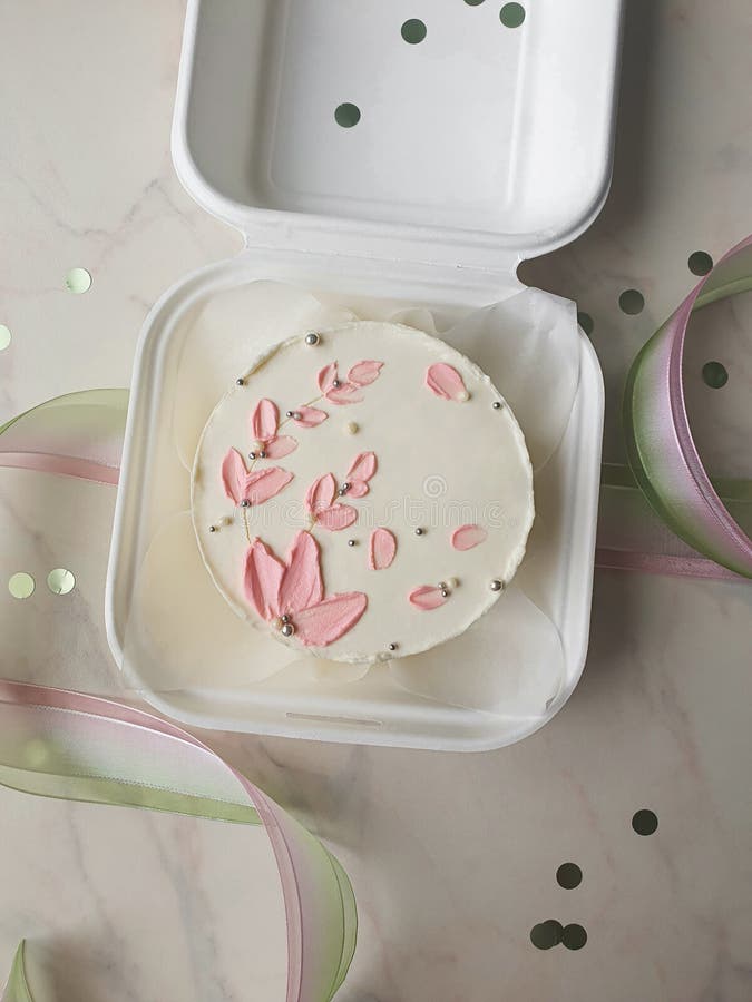Small White Bento Cake As a Gift for the Holiday. Mock Up for Design ...