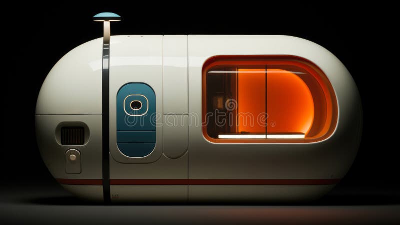 A Small White and Blue Machine with Orange Lights Stock Photo - Image ...