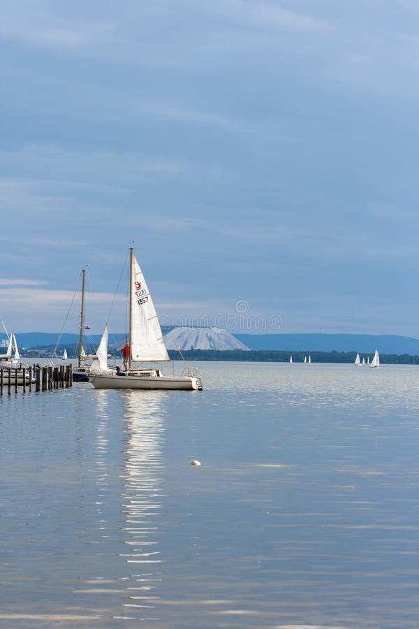 Small White Boat Sailing on the Lake Editorial Photo - Image of leisure ...