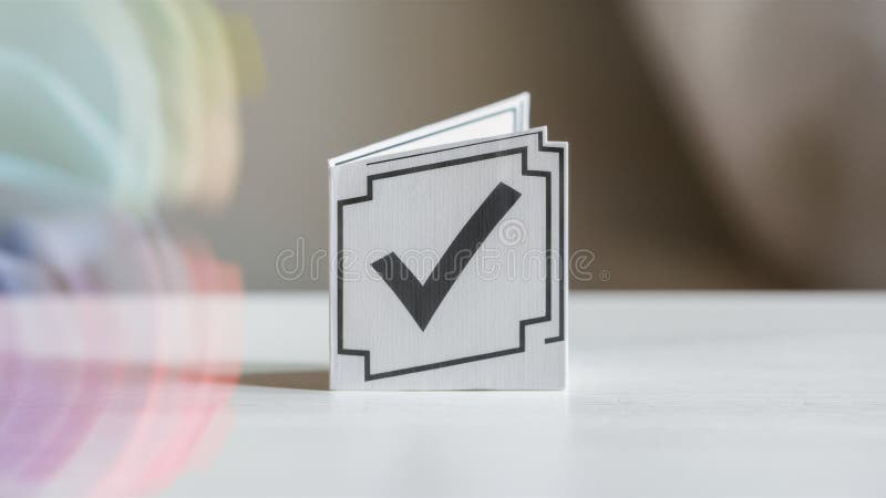 A Small White Book with a Check Mark on it Sitting in Front of Some ...