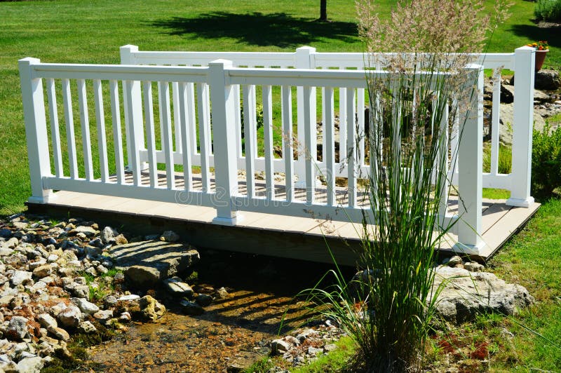 White Bridge Over Stream stock image. Image of small - 86346427