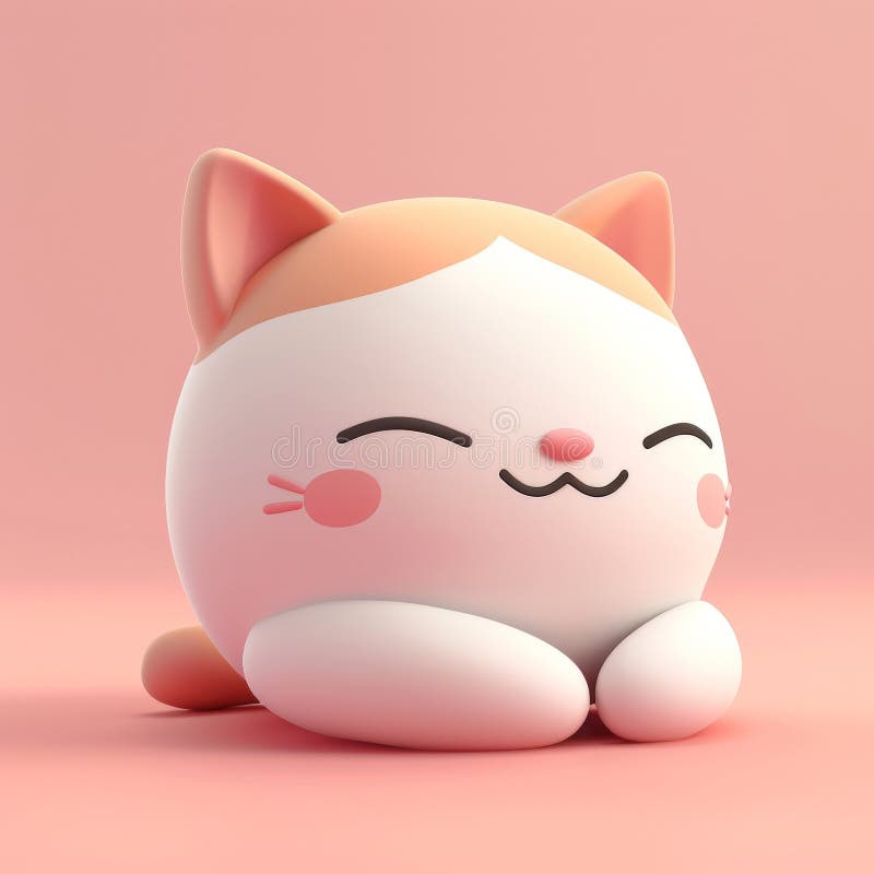 Small White Cat Sitting on Top of Pink Surface Stock Illustration ...