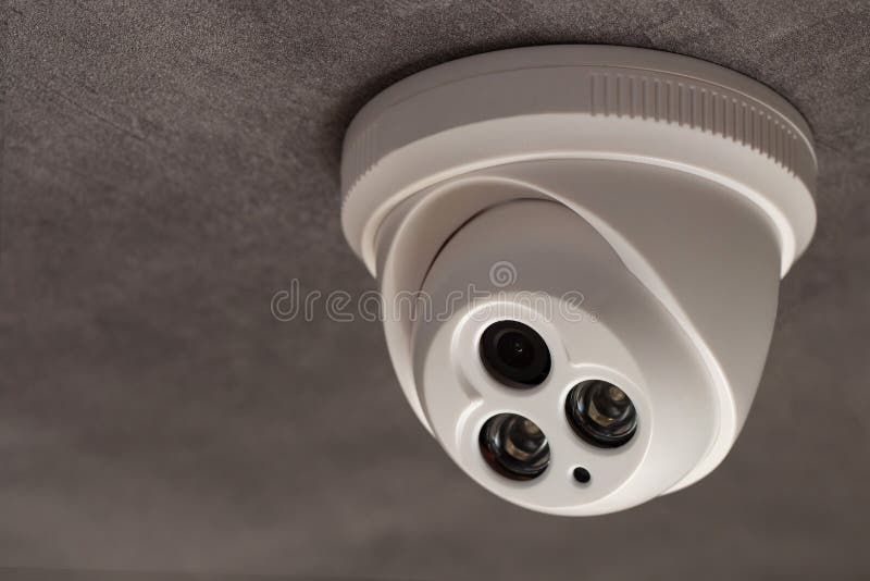 Small White CCTV Camera. Security, Surveillance Cameras, Facial ...