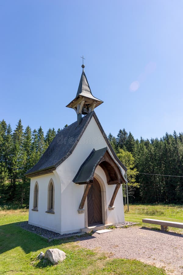 Small White Chapel in Front of the Forest Edge in the Black Forest ...