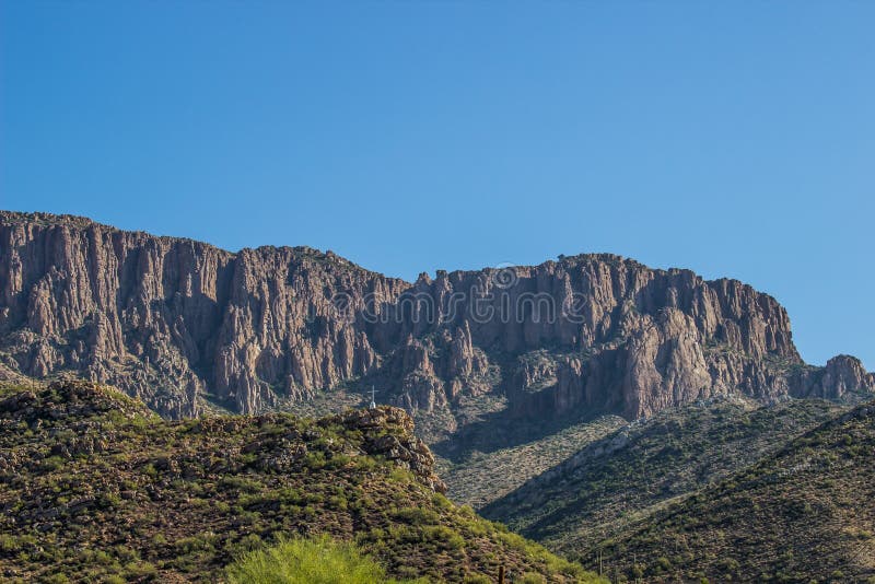 Small White Cross in Arizona Mountains Stock Image - Image of cross ...
