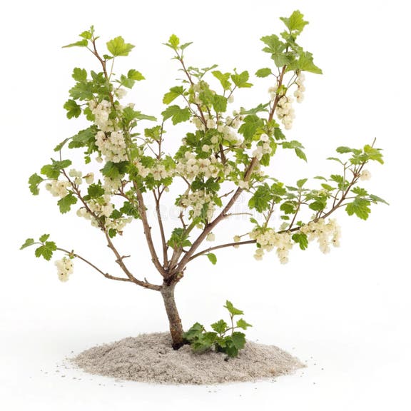 Small White Currant Tree with White Currant on White Background Stock ...