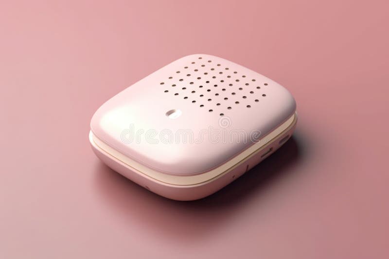 A Small White Device Sitting on Top of a Pink Surface. Digital Image ...