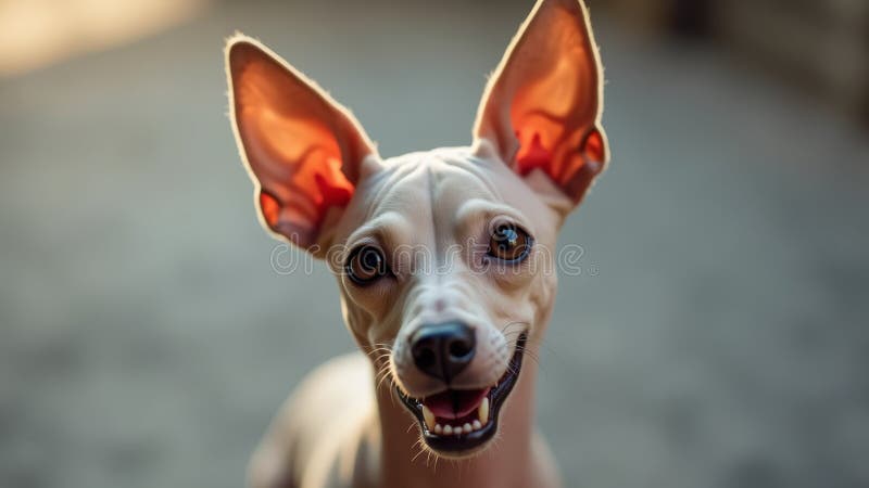A Small White Dog with Big Ears Looking at the Camera Stock ...