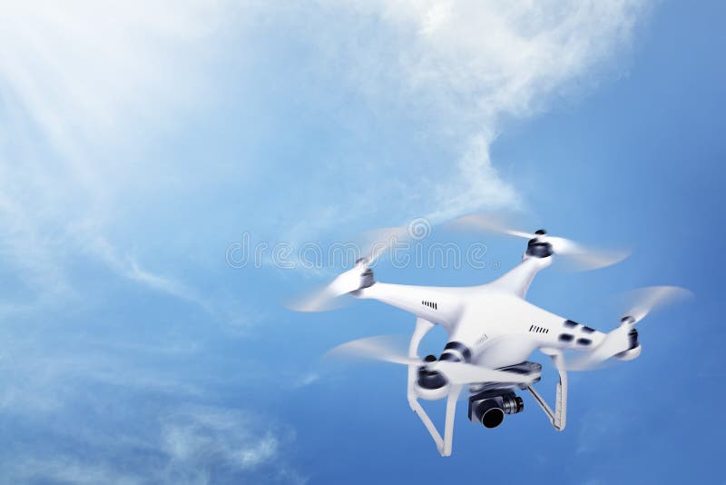 Small white drone stock photo. Image of control, hover - 68079788