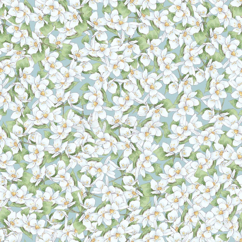 Small White Flowers Seamless Pattern. Watercolor Illustration Stock ...