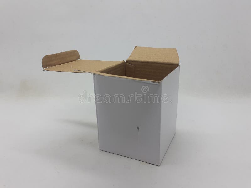 A Small White Foldable Paper Boxes in White Isolation Background Stock ...